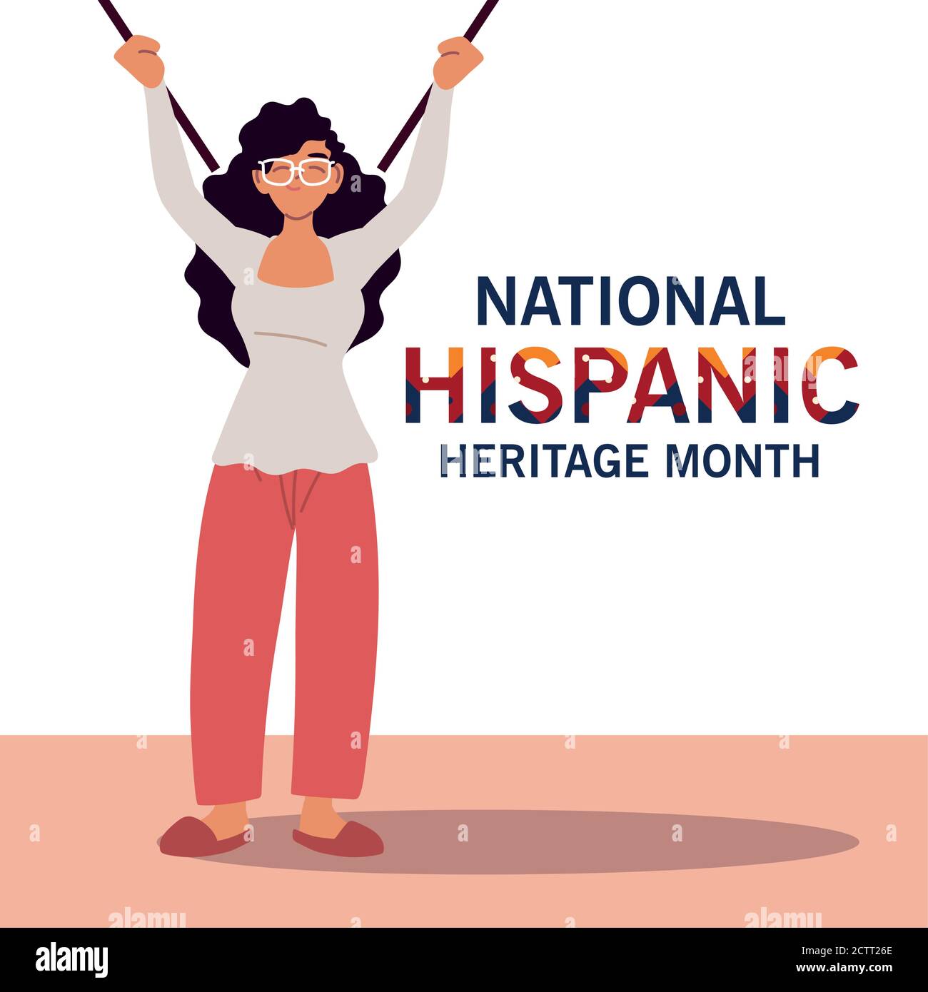 national hispanic heritage month with latin woman cartoon design ...