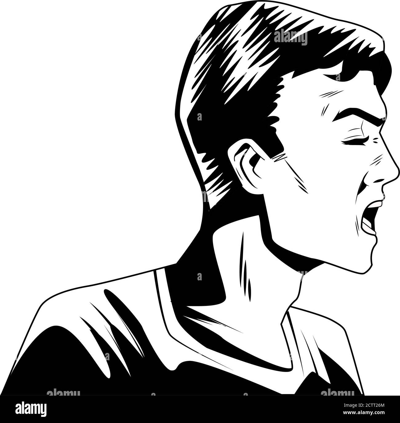 angry man profile pop art style character vector illustration design ...