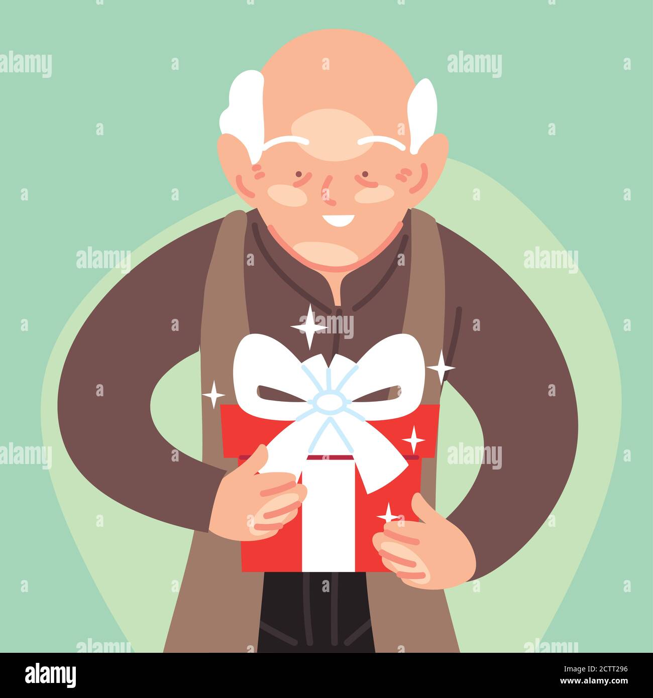 grandfather cartoon opening gift design, happy birthday celebration ...
