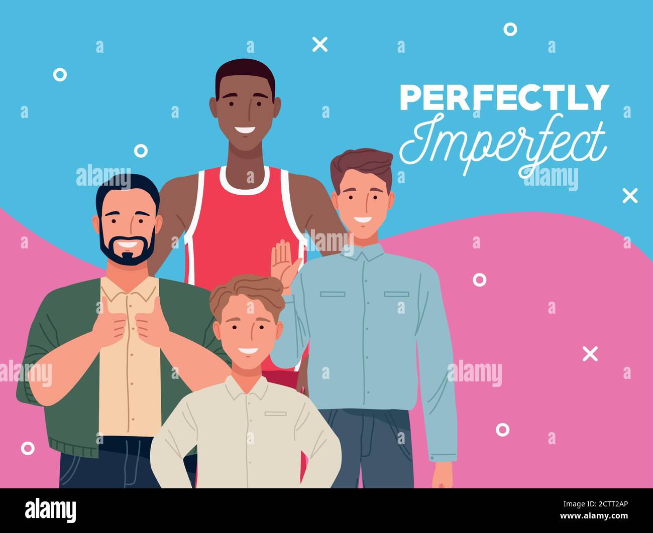 perfectly imperfect people group characters with blue and pink ...
