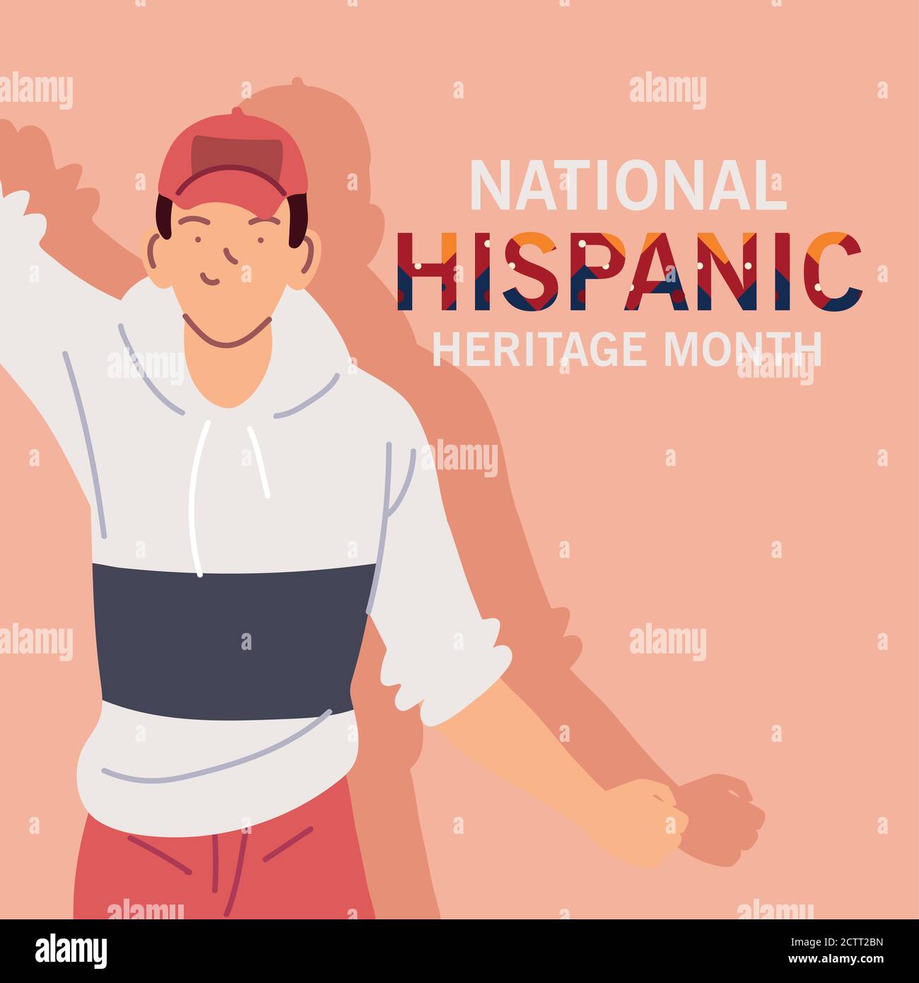 national hispanic heritage month with latin man cartoon with hat design ...