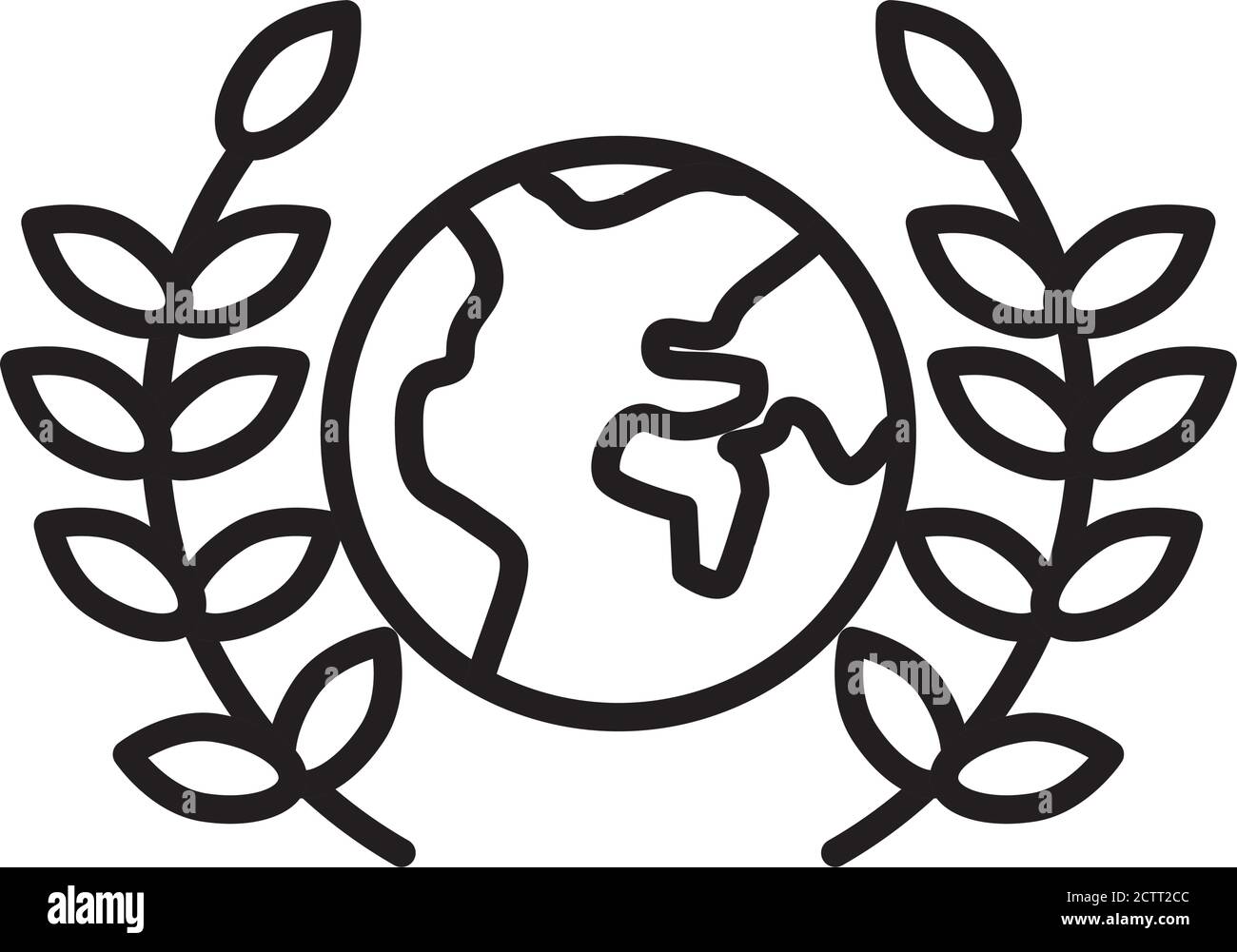 world planet earth with wreath crown line style icon vector ...