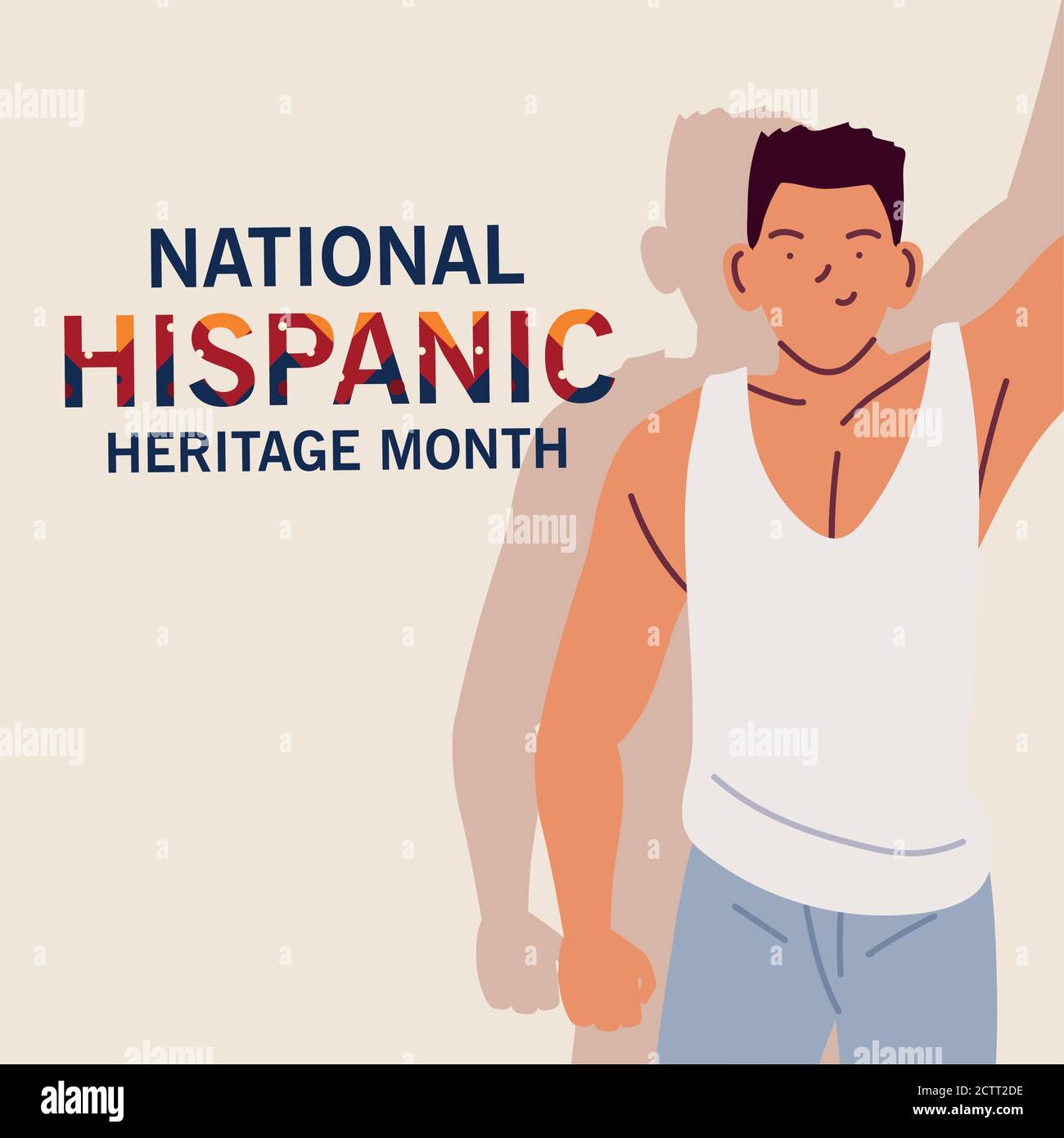 national hispanic heritage month with latin man cartoon design, culture ...