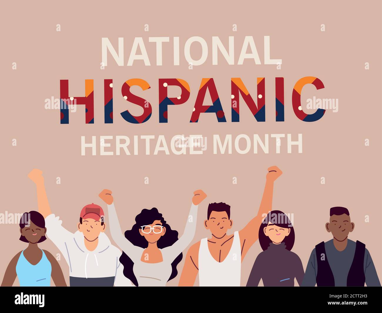 national hispanic heritage month with latin women and men cartoons ...