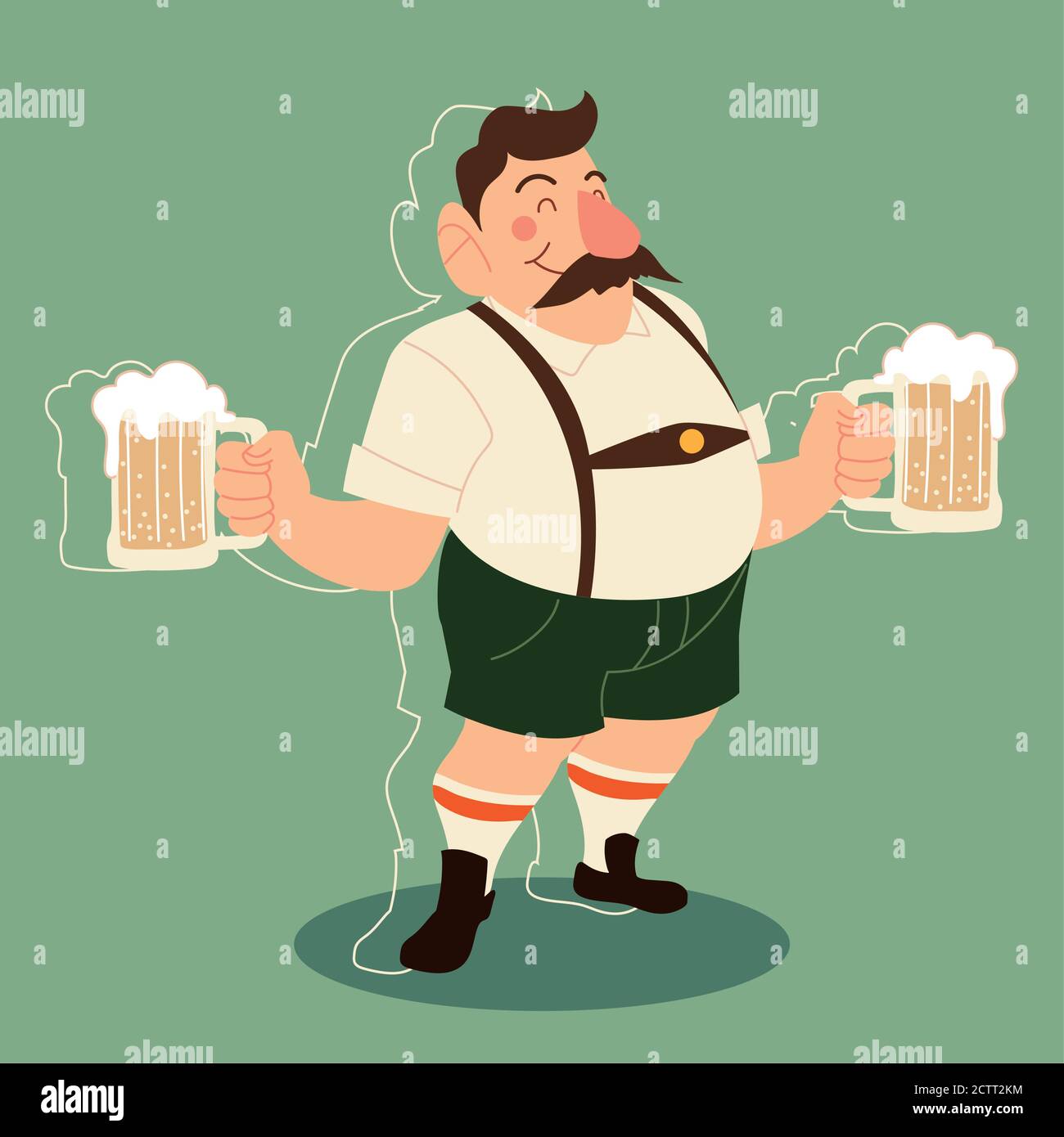 oktoberfest man cartoon with traditional cloth and beer design, Germany ...