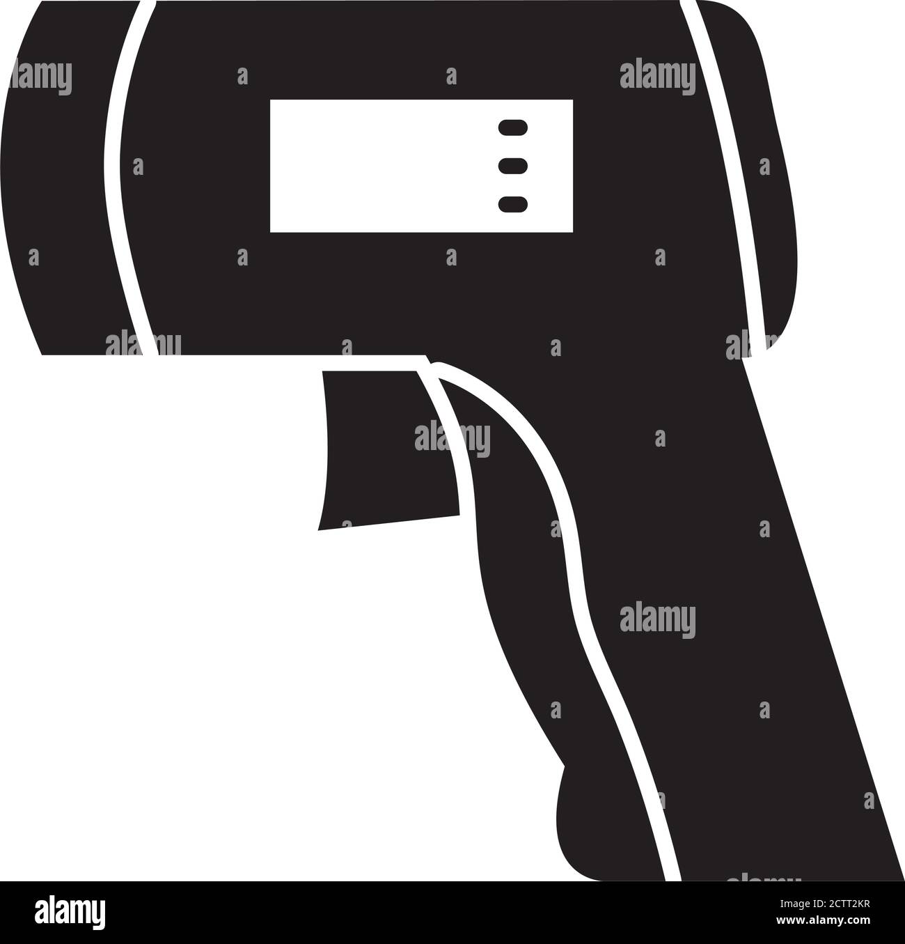 infrared thermometer icon over white background, silhouette style ...