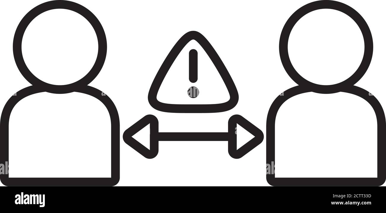 pictogram persons keeping the social distance with warning sign symbol ...