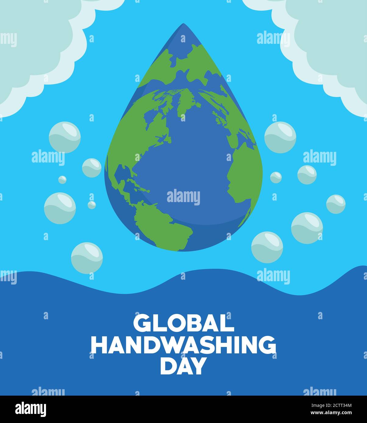 global handwashing day campaign with earth planet in drop vector ...
