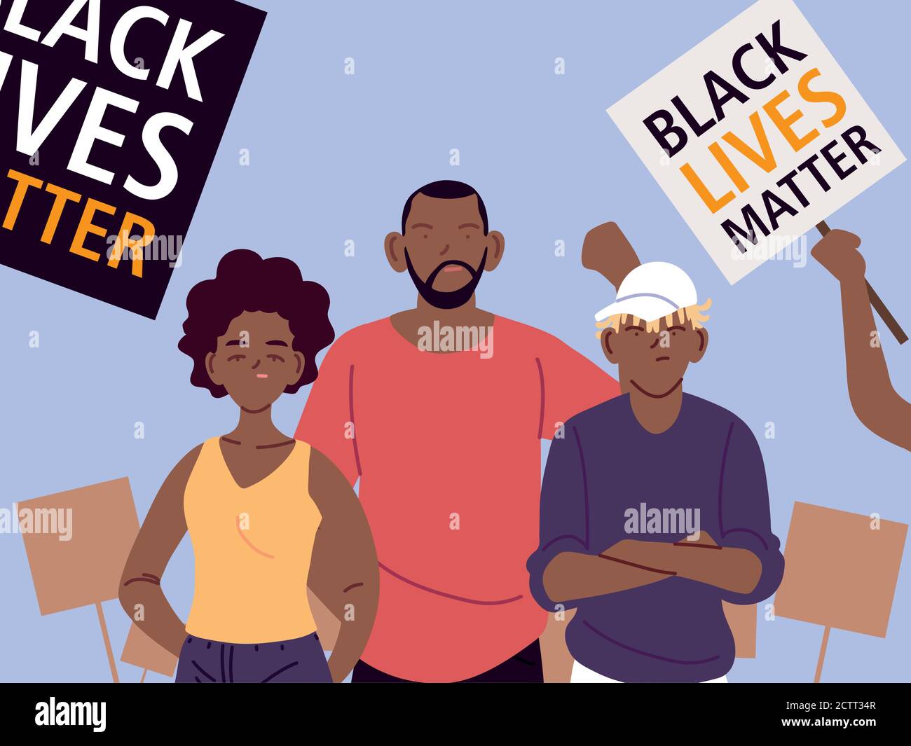 Black lives matter with mother father son cartoons and banners design ...