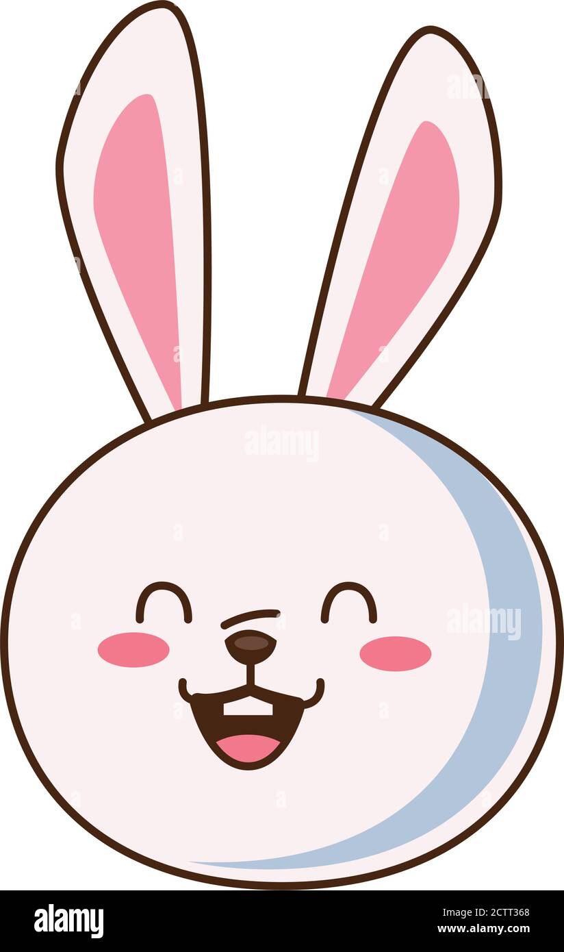cute little rabbit funny head character vector illustration design ...