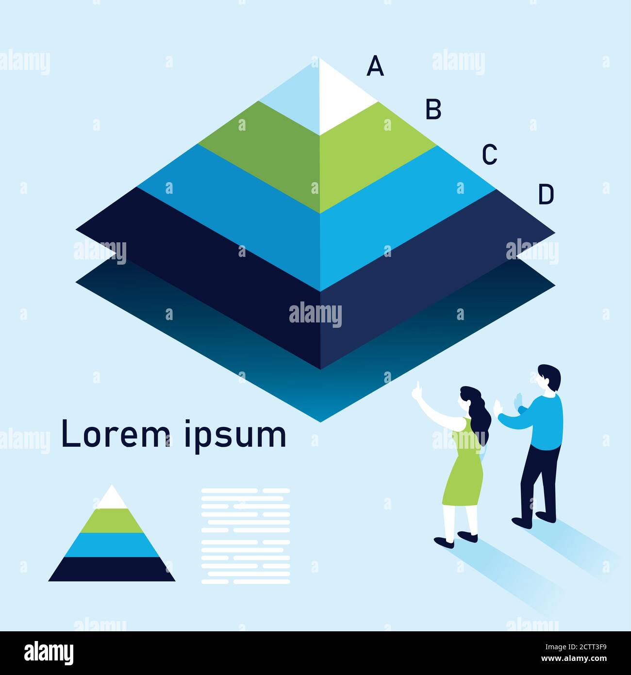 pyramid chart infographic with woman and man design, Data information ...
