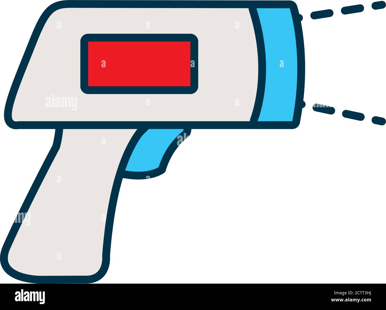 infrared thermometer icon over white background, line and fill style ...