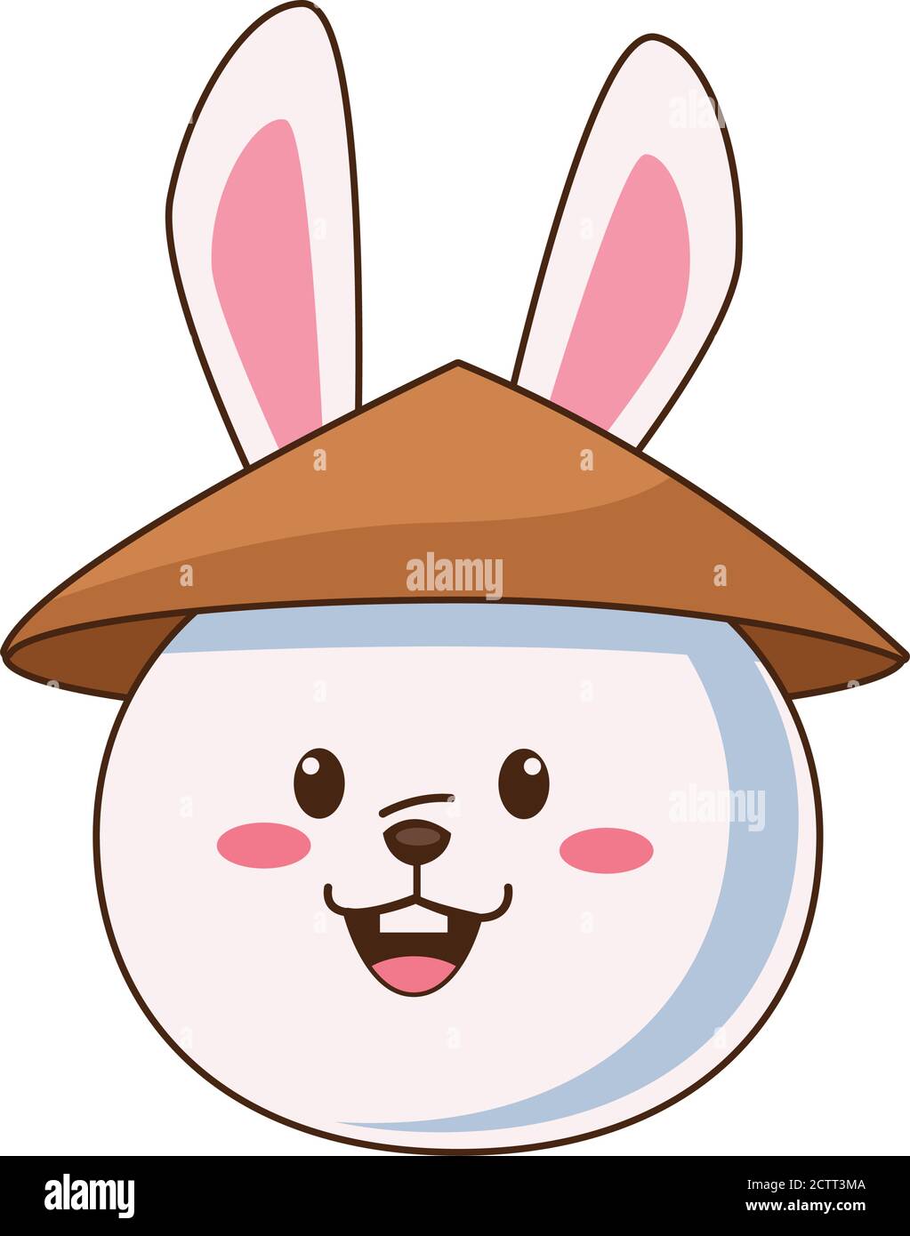 cute mid autumn rabbit with chinese hat head character vector ...