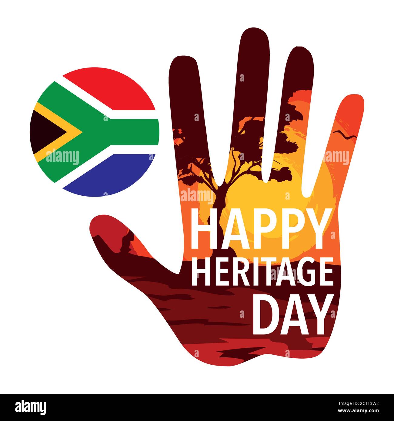 happy heritage day with flag of South Africa vector illustration design ...
