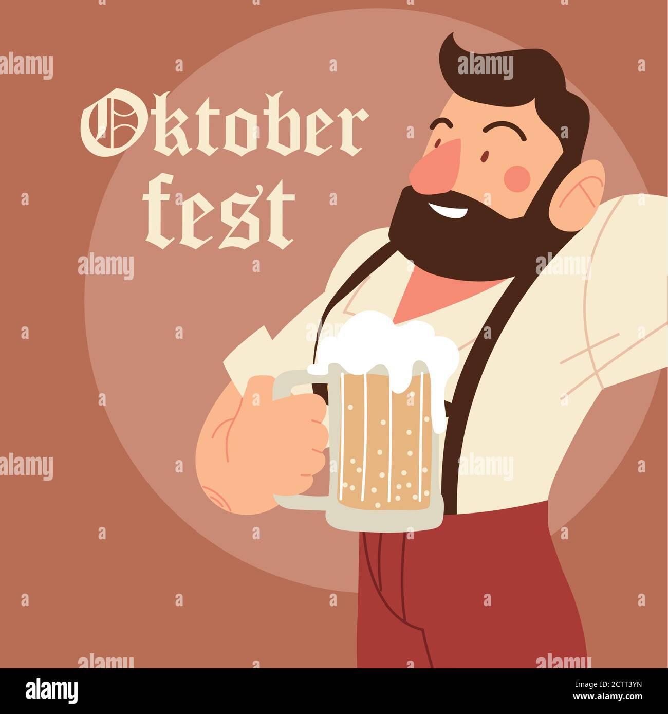 oktoberfest man cartoon with traditional cloth and beer design, Germany ...