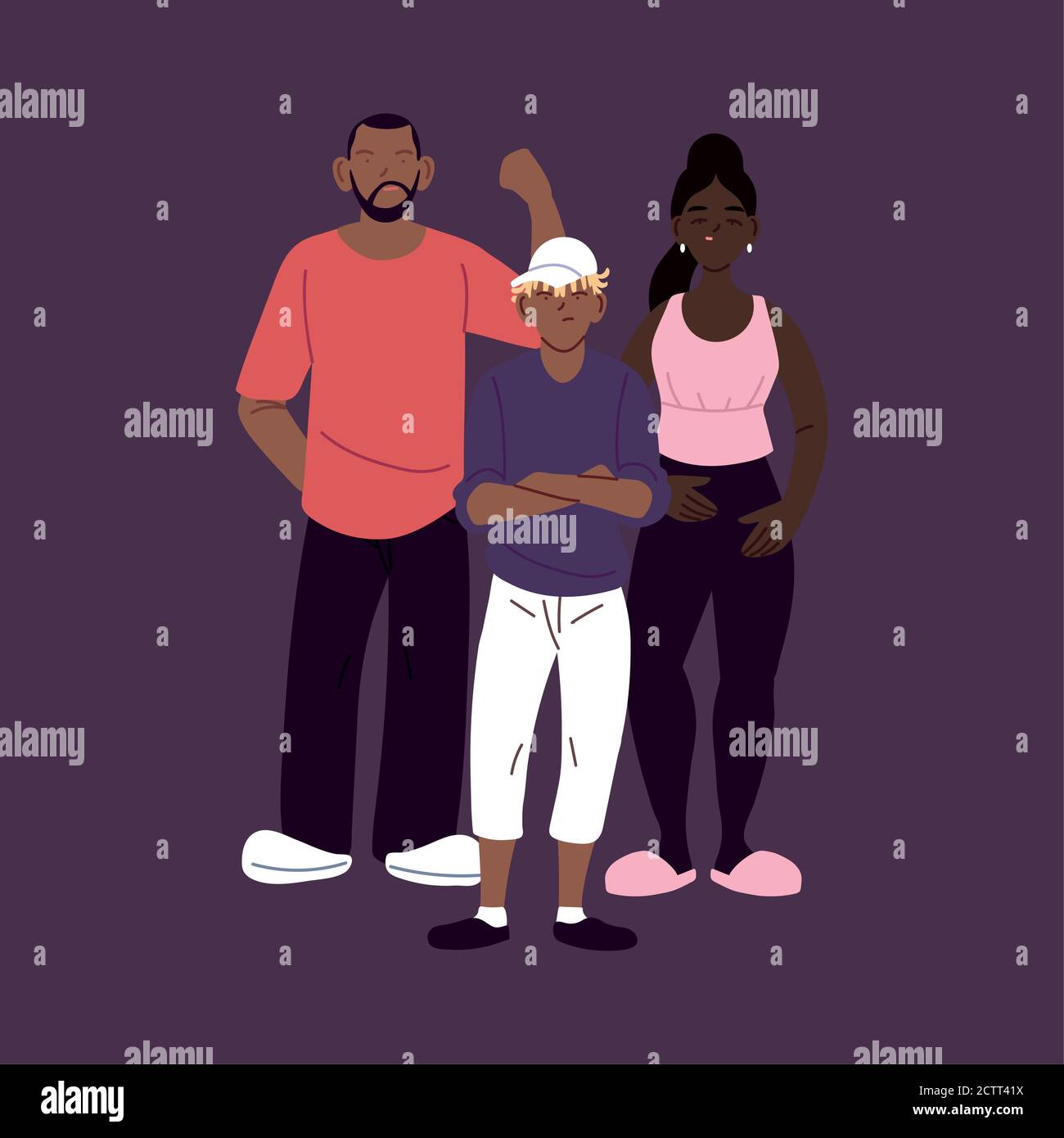black family cartoons with urban style design, diversity people ...