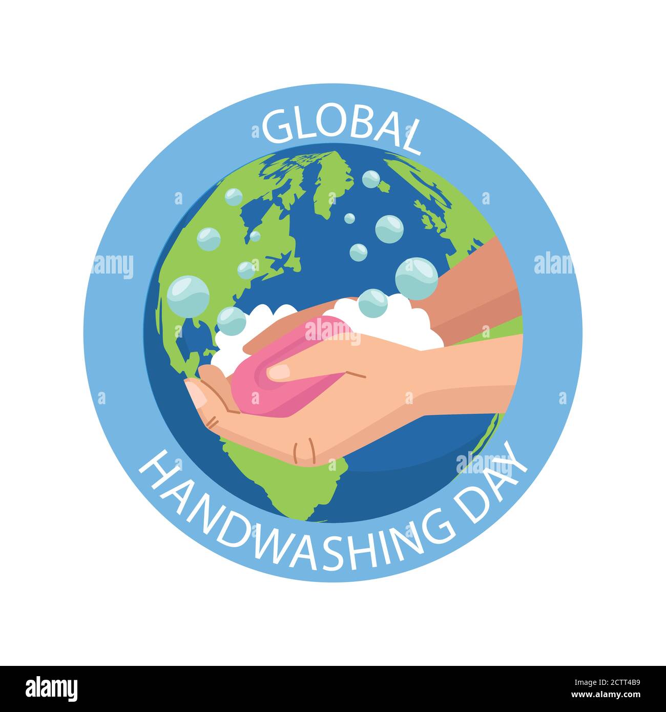 Global Handwashing Day Campaign With Hands And Soap Bar In Earth Planet