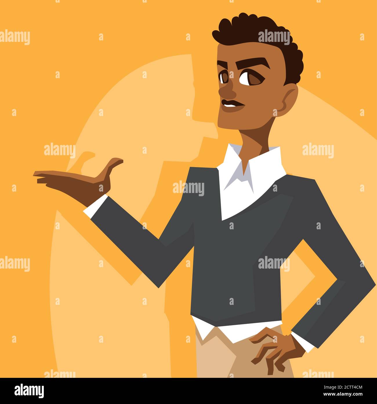 Black business month with afro man cartoon design of economic equality ...