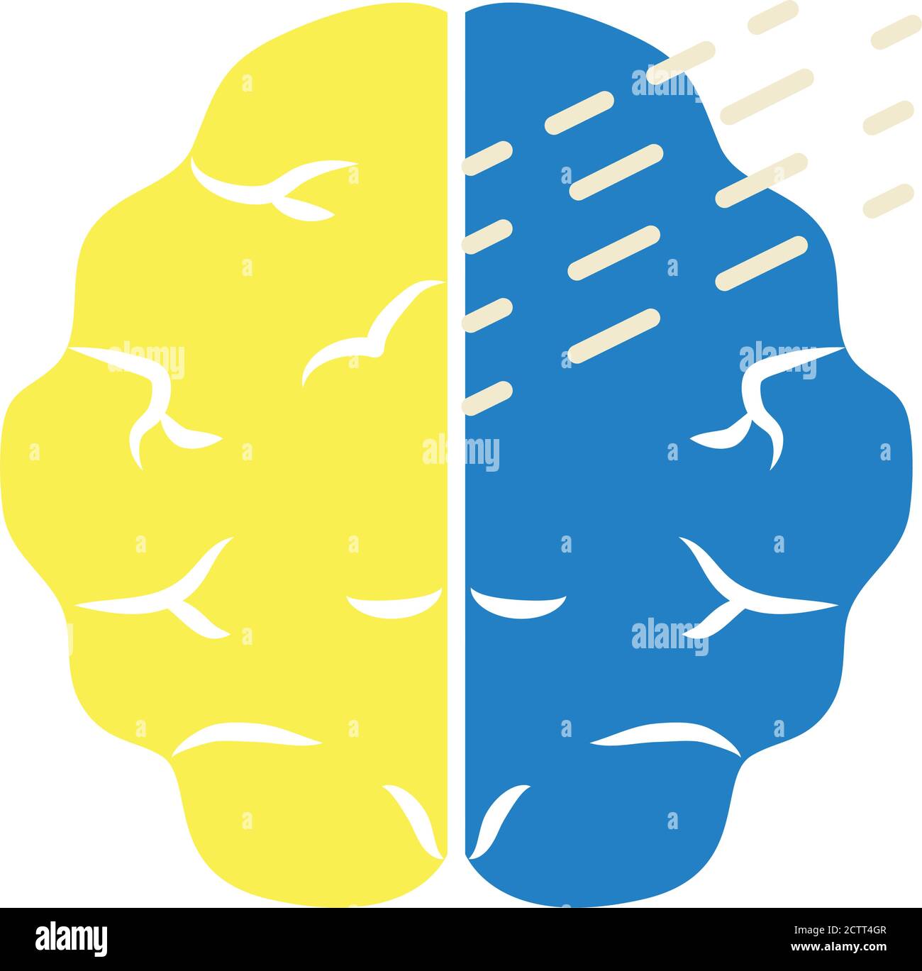 down syndrome concept, brain icon over white background, flat style ...