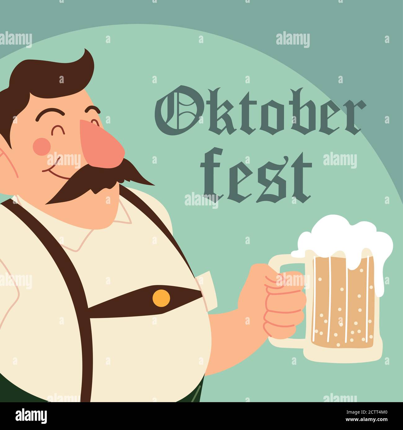 oktoberfest man cartoon with traditional cloth and beer design, Germany ...