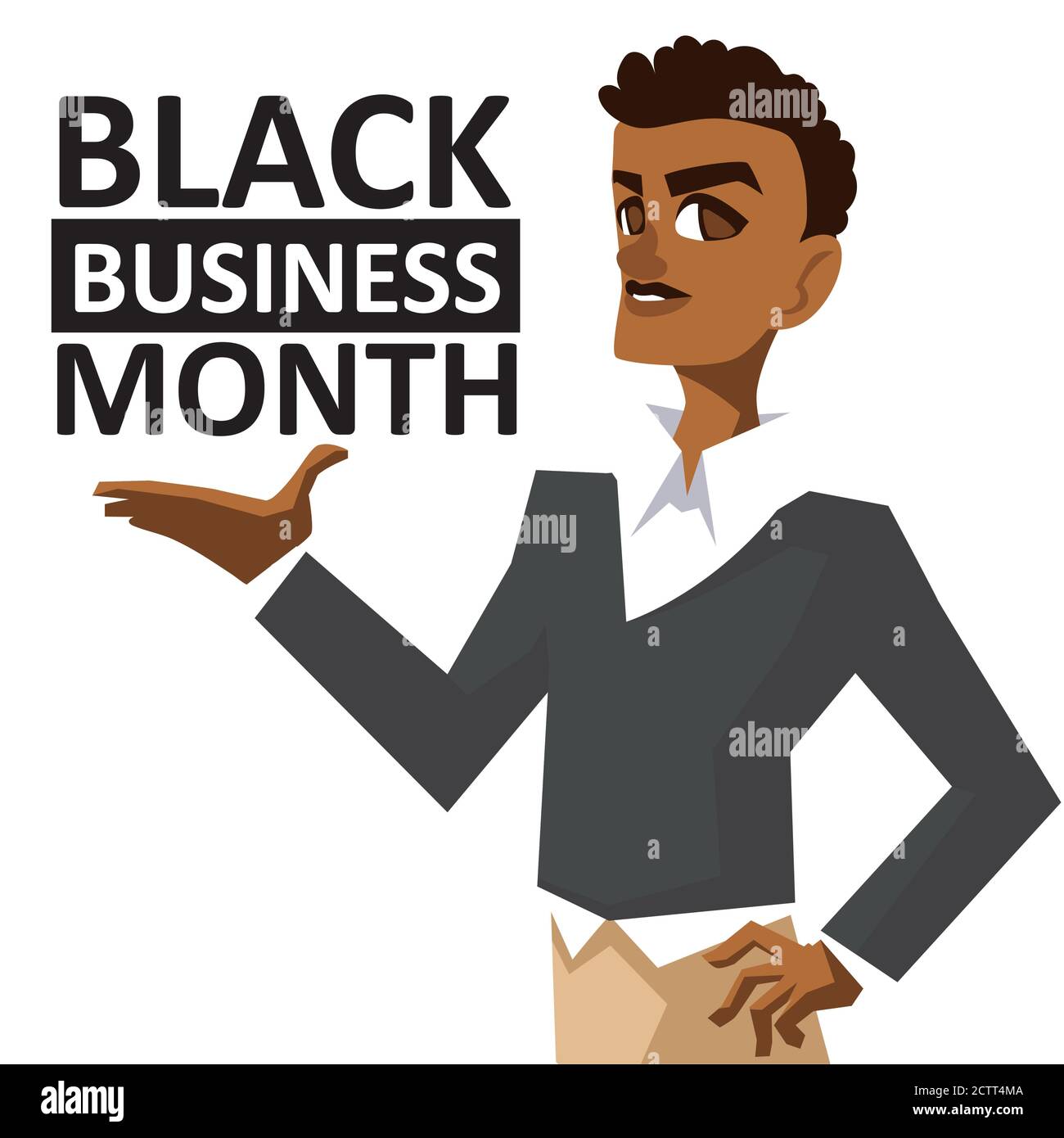 Black business month with afro man cartoon design of economic equality ...