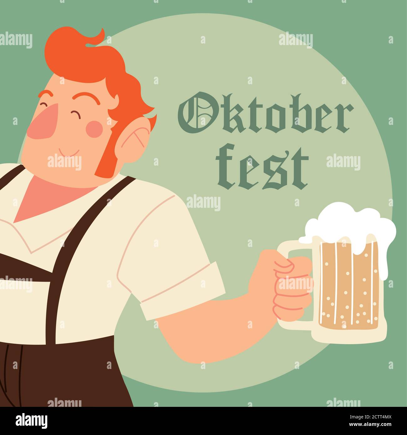 oktoberfest man cartoon with traditional cloth and beer design, Germany ...