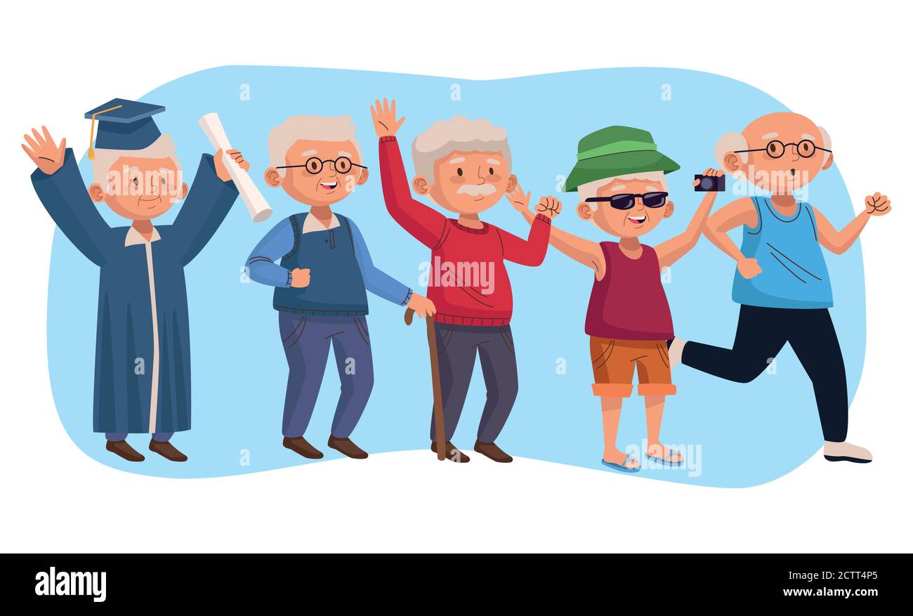 old people group active seniors characters vector illustration design ...
