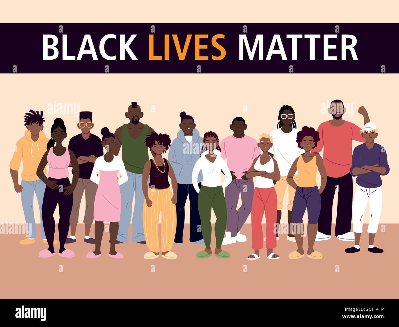 Black lives matter with women and men cartoons design of Protest ...