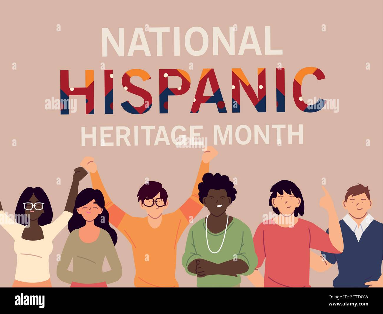 national hispanic heritage month with latin women and men cartoons ...