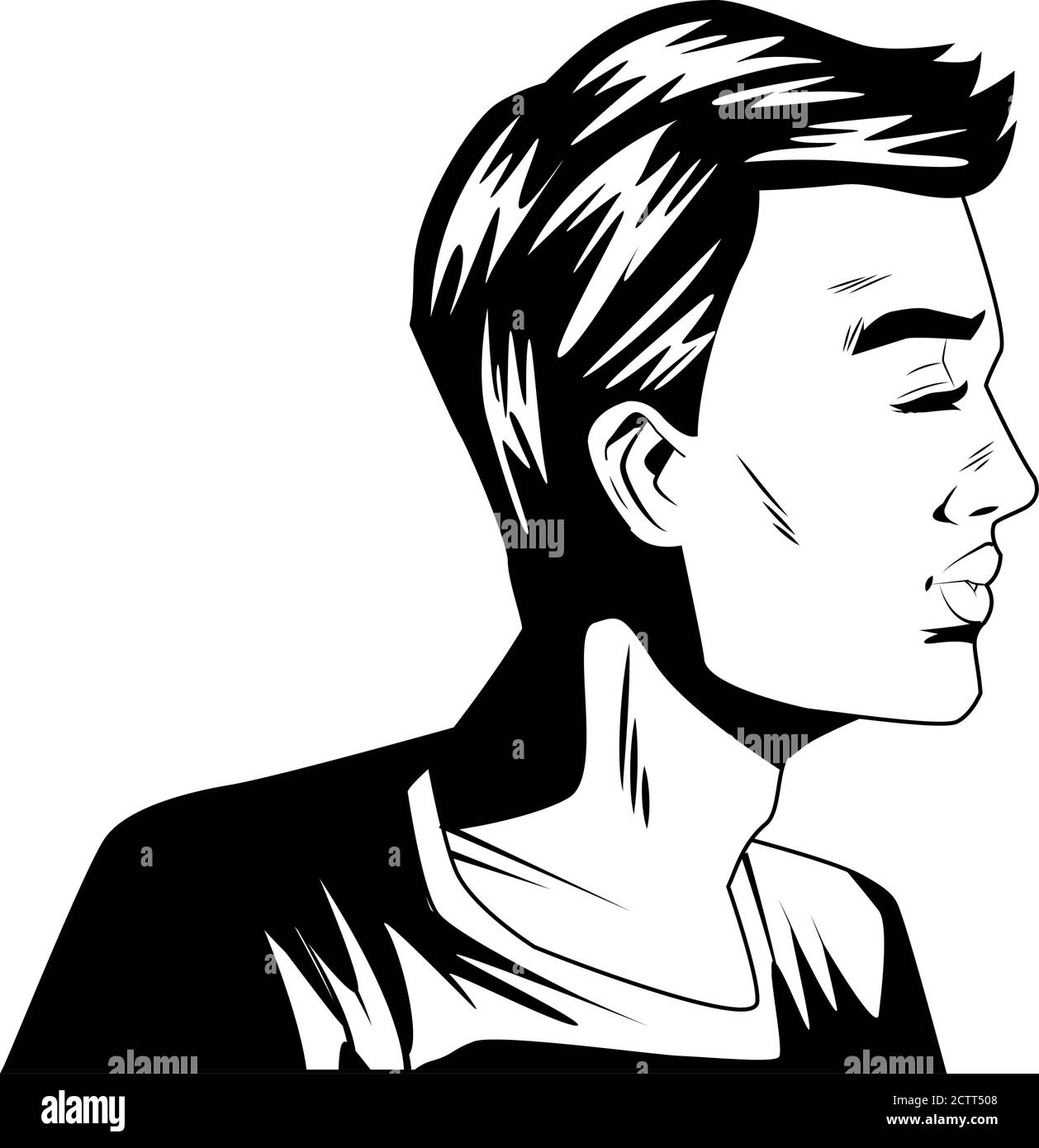 angry man profile pop art style character vector illustration design ...