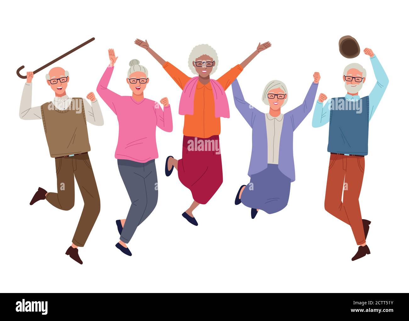 international older persons day with old people jumping celebrating ...