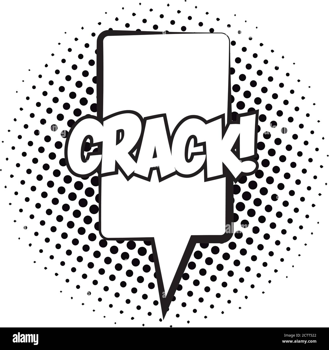 speech bubble with crack word pop art line style vector illustration ...