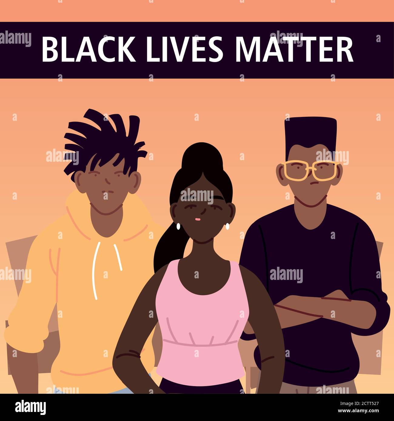 Black lives matter with girl and boys cartoons design of Protest ...