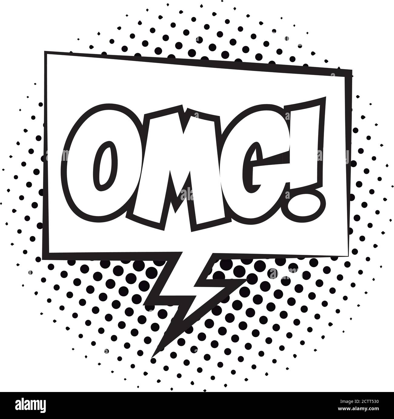 speech bubble with omg word pop art line style vector illustration ...