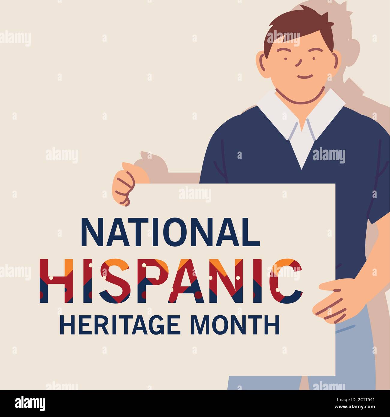 national hispanic heritage month with man cartoon design, culture and ...