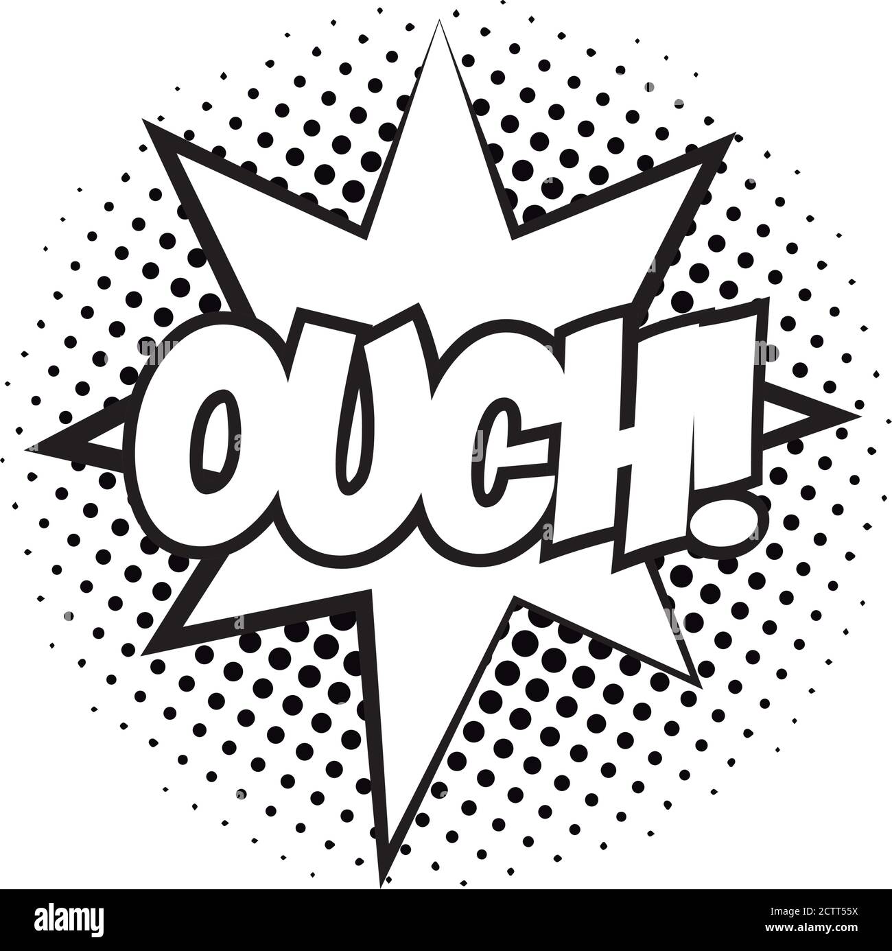expression splash with ouch word pop art line style vector illustration ...