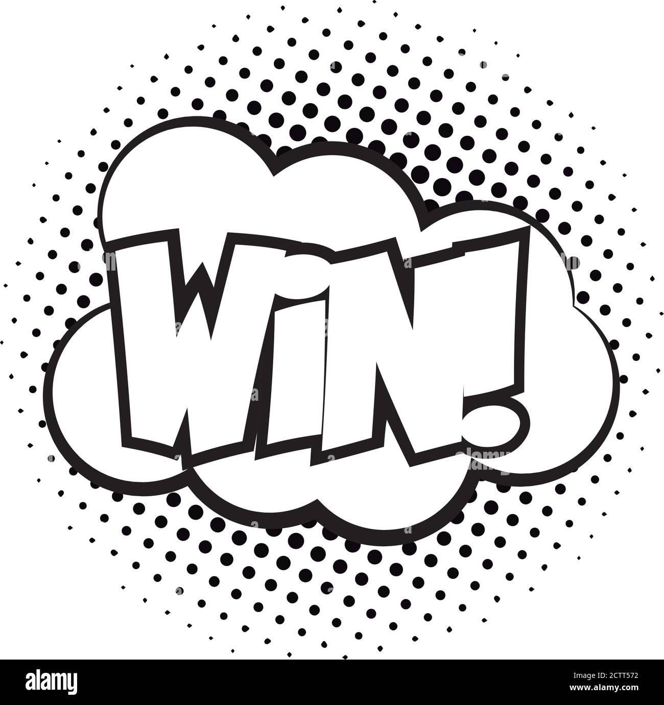 expression cloud with win word pop art line style vector illustration ...