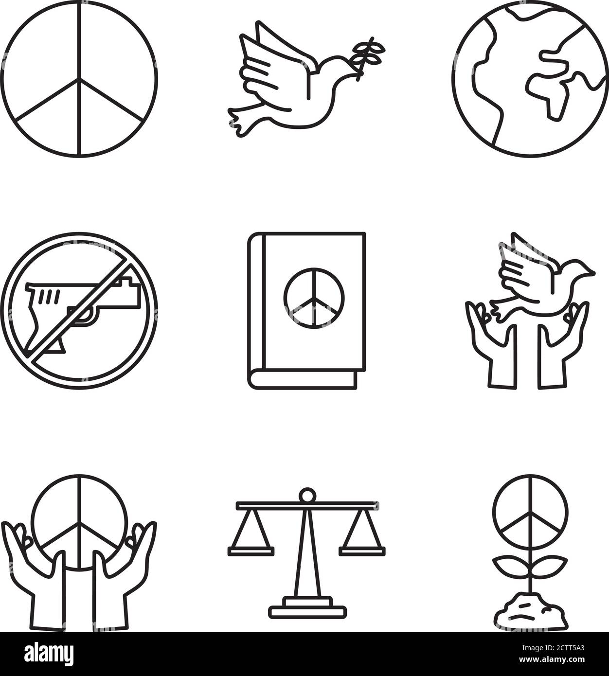 bundle of nine human rights line style set icons vector illustration ...