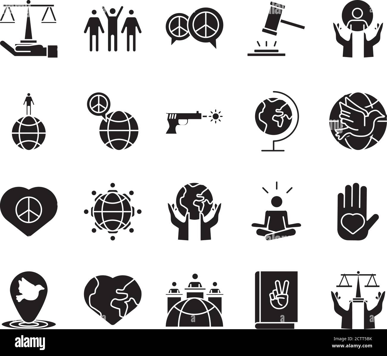 bundle of twelve human rights silhouette style set icons vector ...