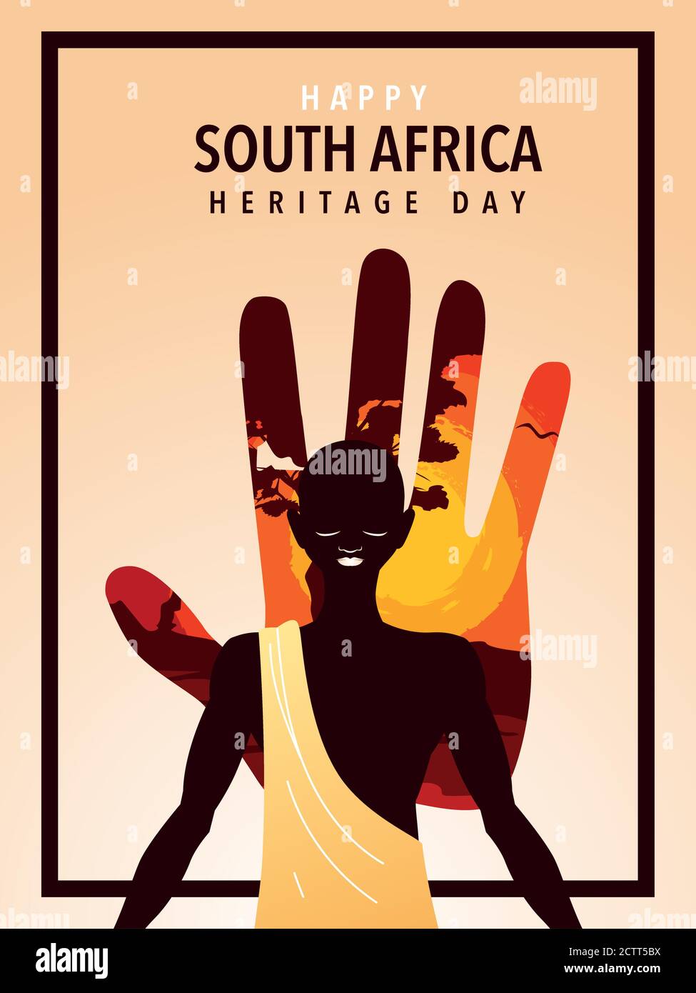 happy South Africa heritage day with person afro, poster vector ...