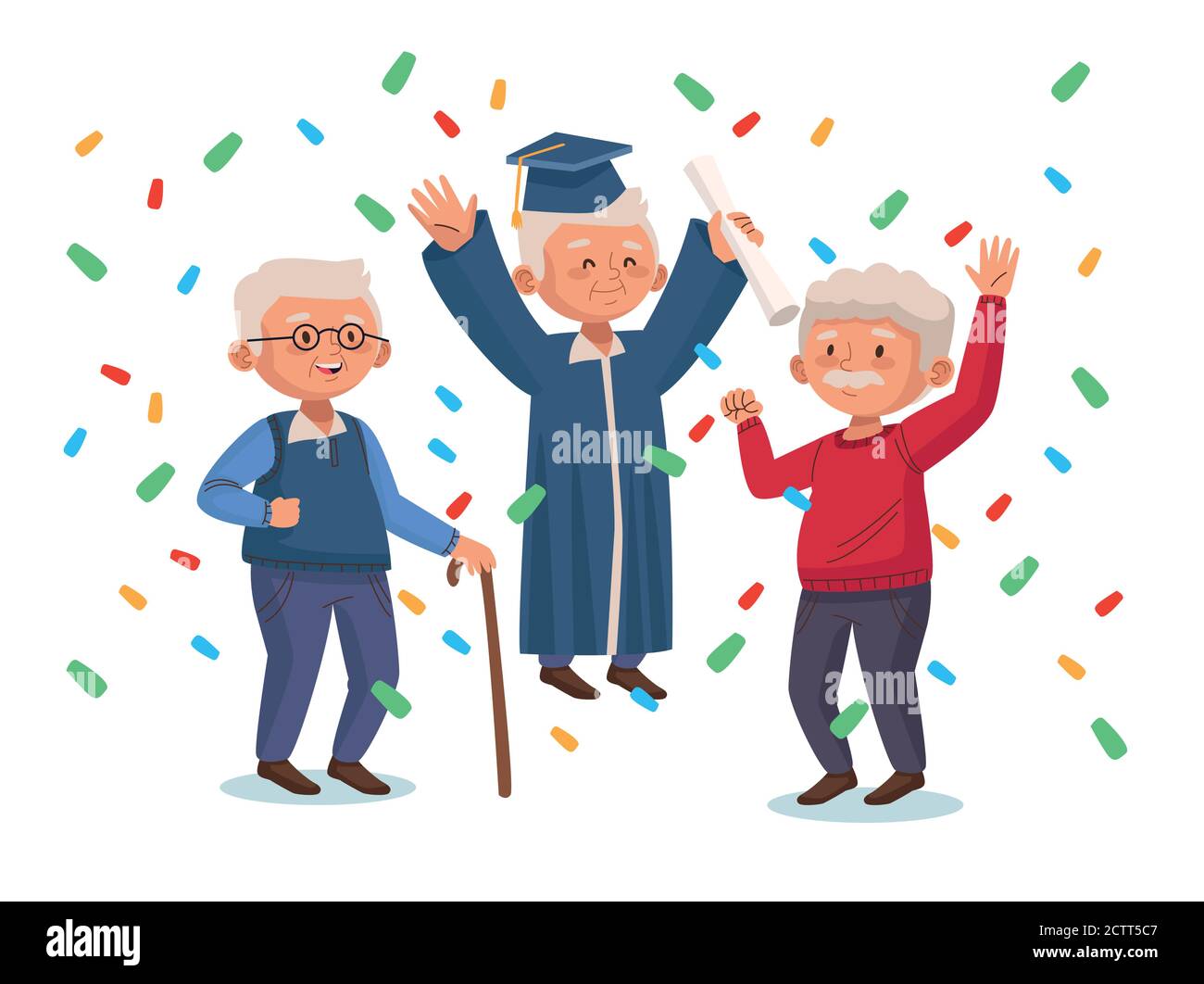 Group seniors walking Stock Vector Images - Alamy