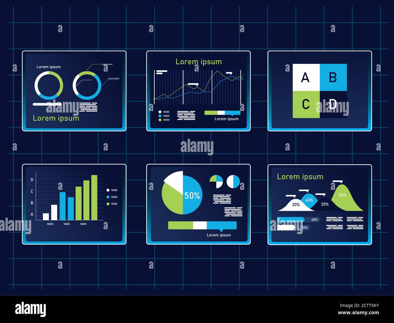 charts infographics icons collection design, Data information and ...