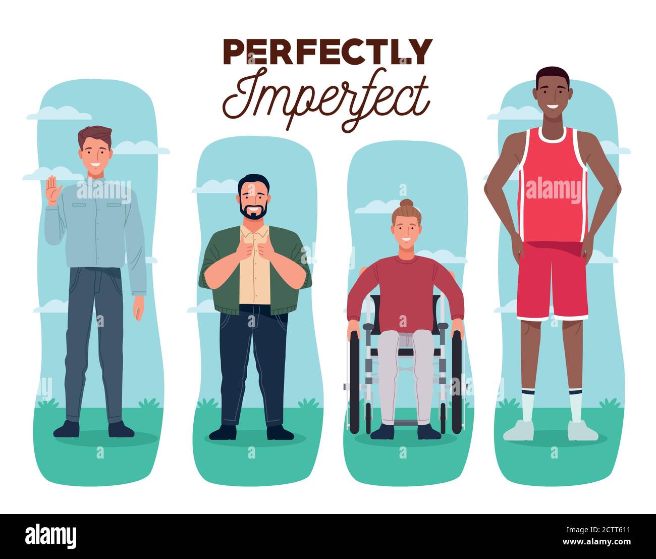 perfectly imperfect people group characters with white background ...