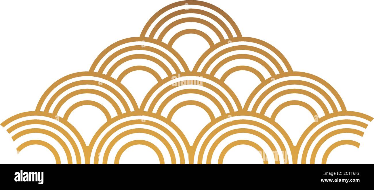 golden chinese cloud sky waves pattern vector illustration design Stock ...