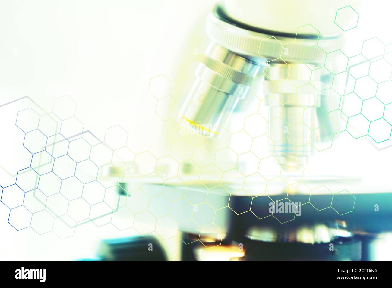 Close-up of microscope lens with chemical symbols Stock Photo - Alamy