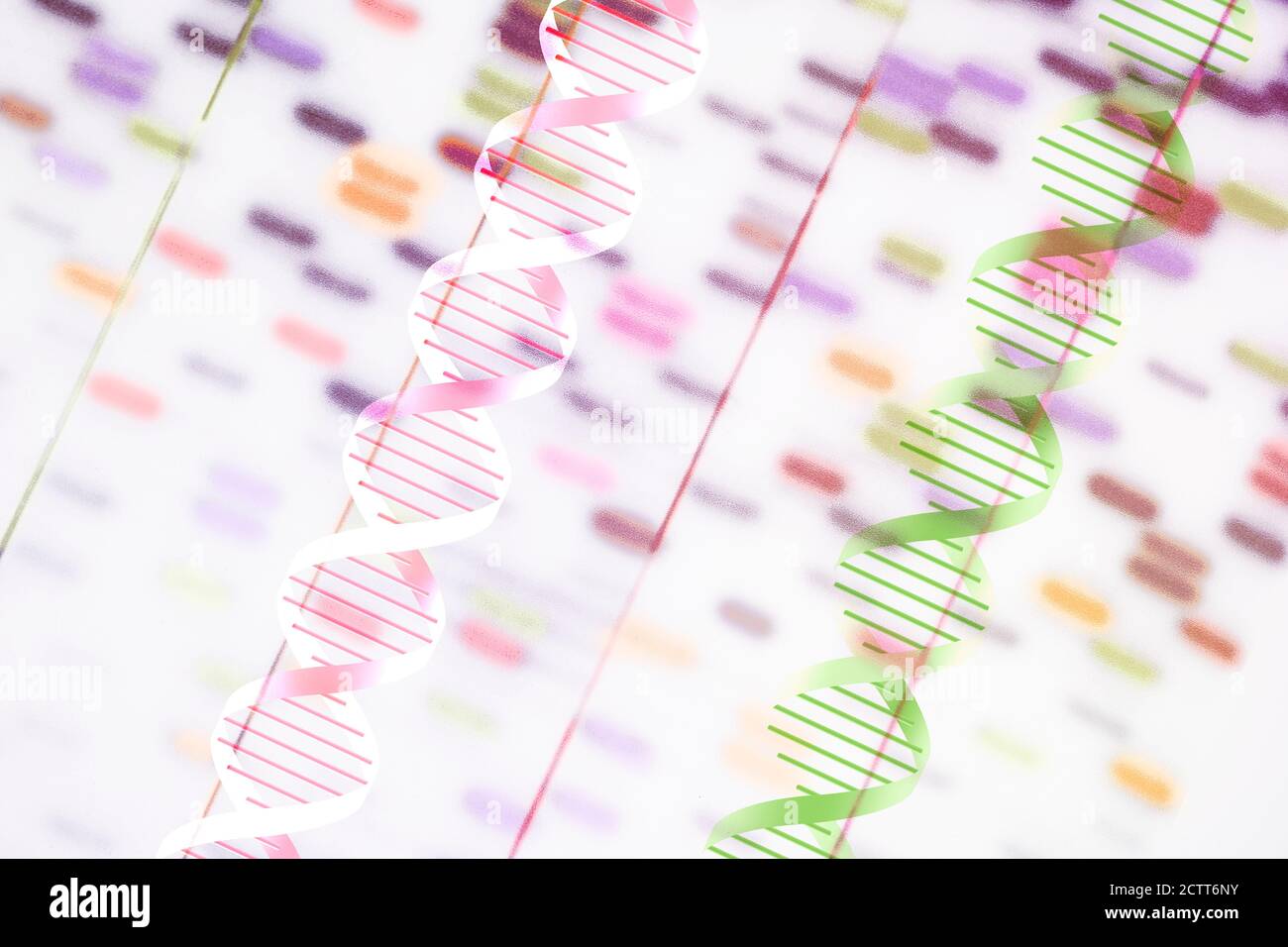 DNA helix and multi-colored sequence chart Stock Photo - Alamy