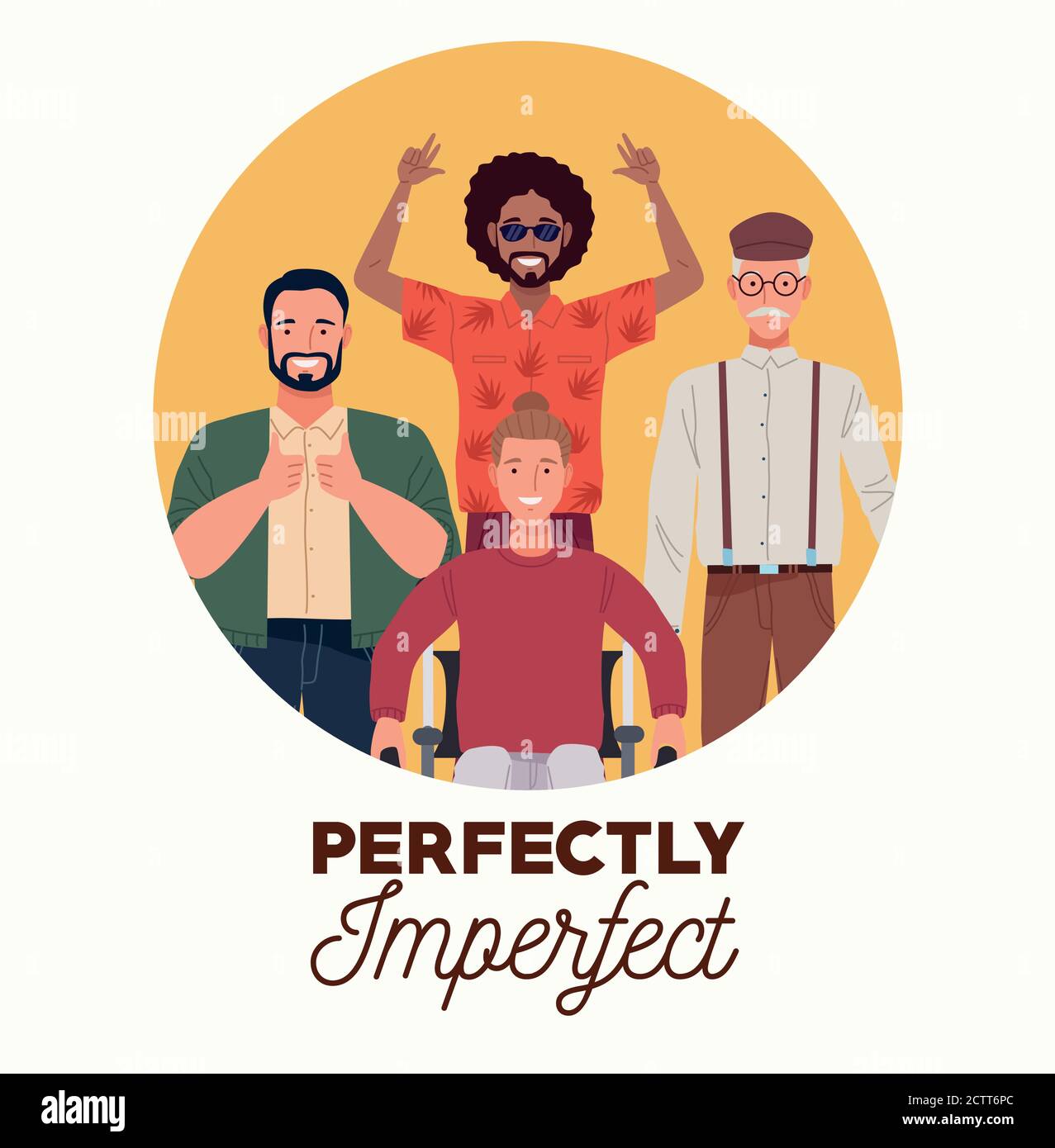 perfectly imperfect people group characters in circular frame vector ...