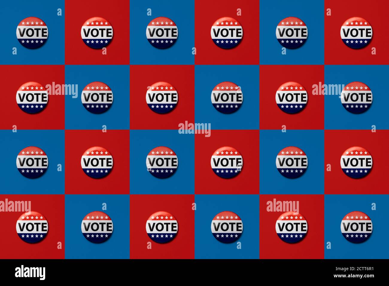 Red and blue pattern of vote badges Stock Photo - Alamy