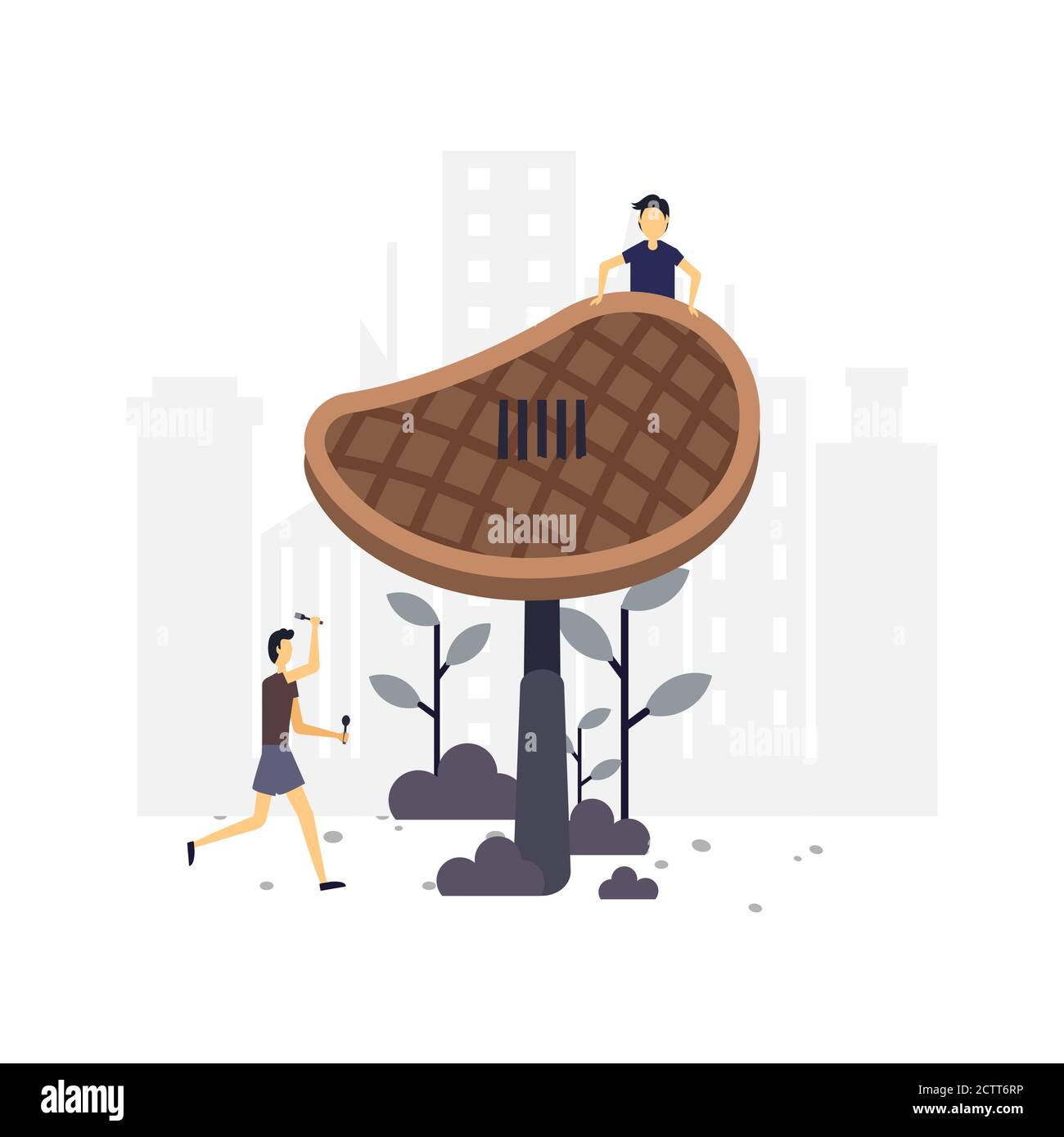 Roast meat lovers flat illustration.Vector design.Suitable for landing ...