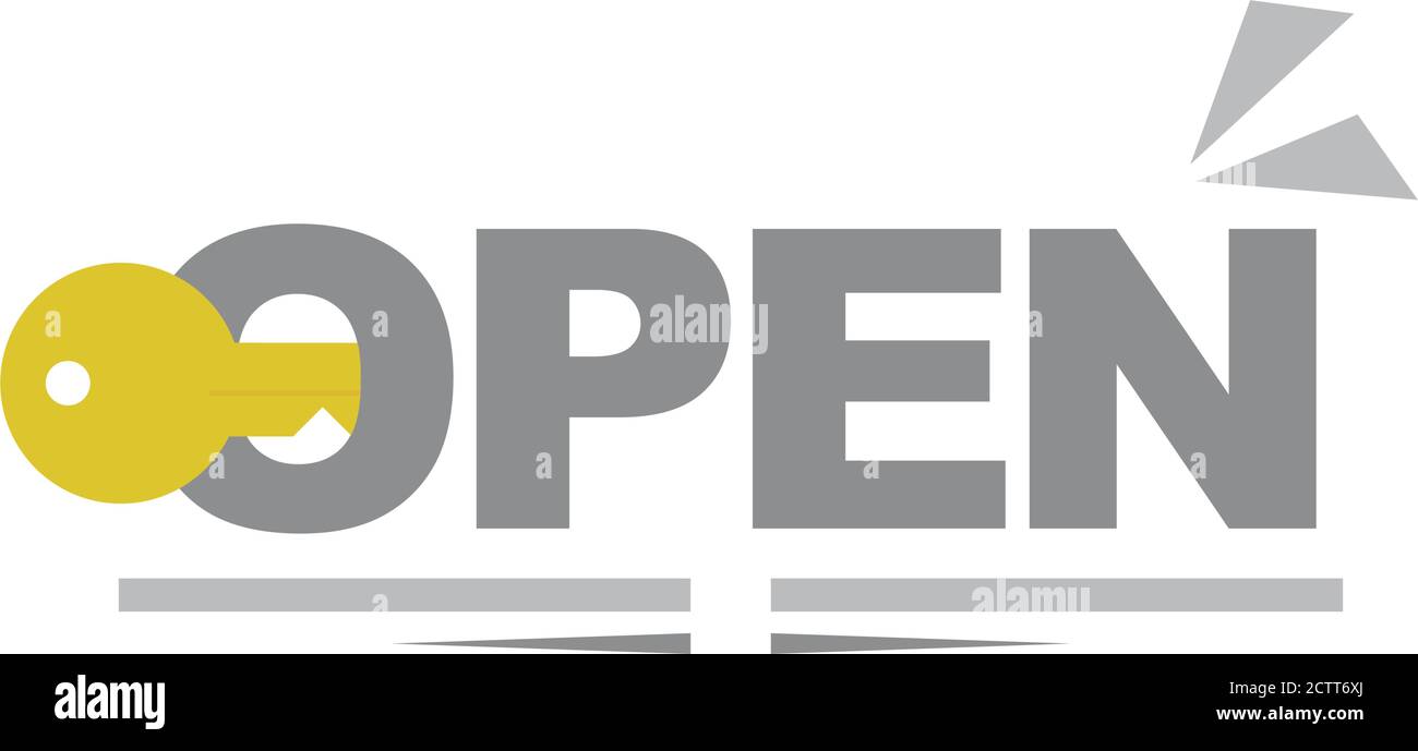 key on open lettering isolated design vector illustration flat icon ...